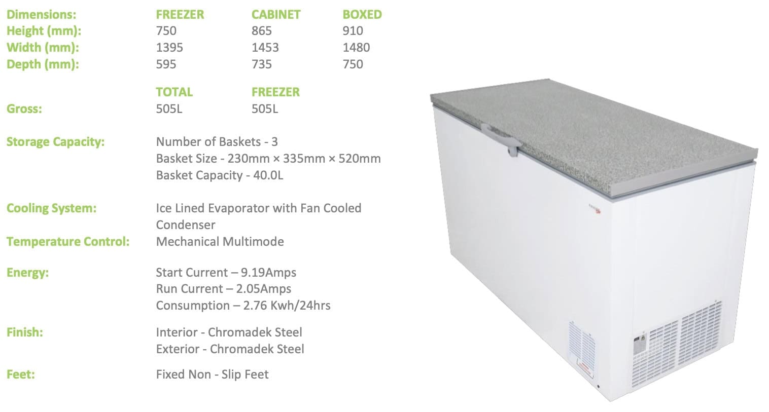 VC520 Fridgestar Chest Freezer - 505LT (HIGH COMMERCIAL GRADE) - Boss ...