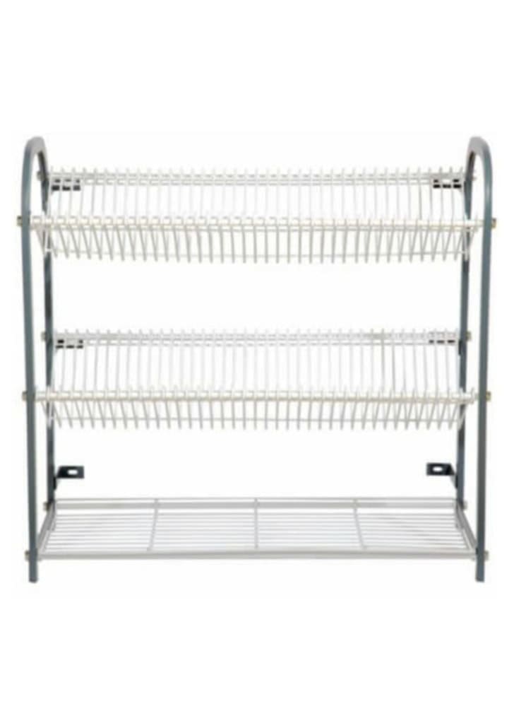 Wall Mount Crockery Rack / Dish Rack- (76 Plates + Cup Rack - 3 Tier ...